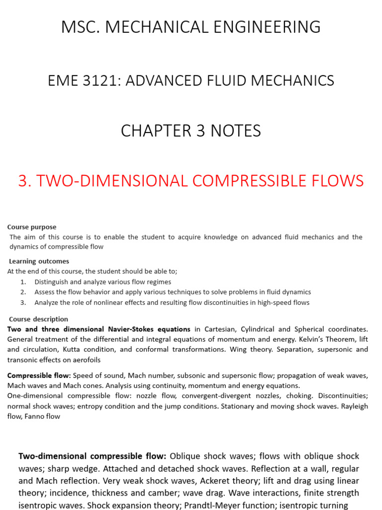 EME 3121 - Chapter 3 Notes | PDF | Shock Wave | Mach Number