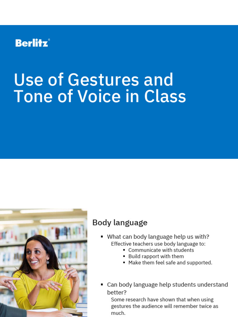 InstructorHandout UseOfGesturesAndTone | PDF | Body Language | Tone (Linguistics)