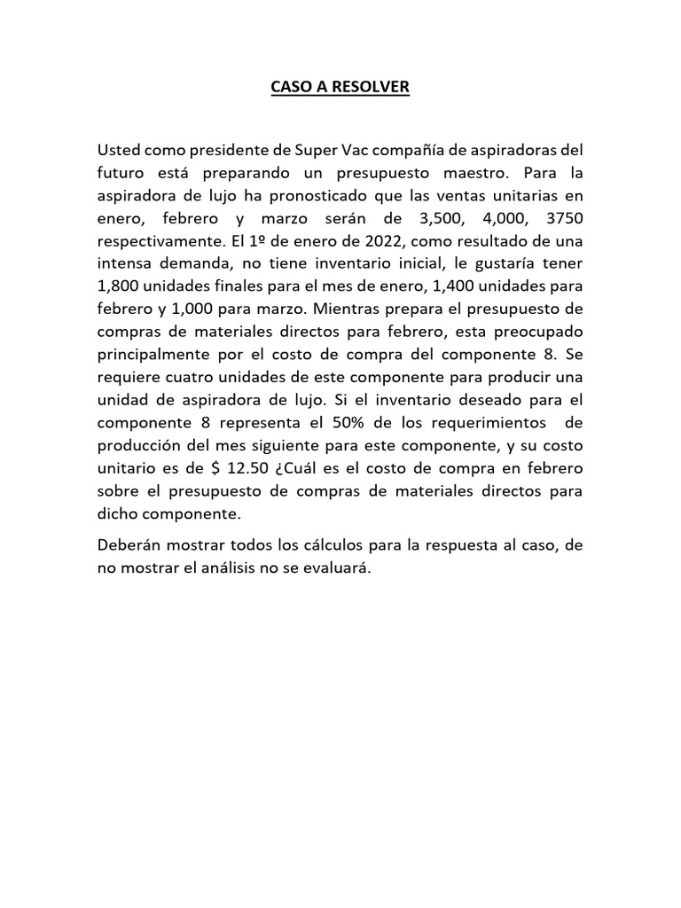 Caso A Resolver | PDF