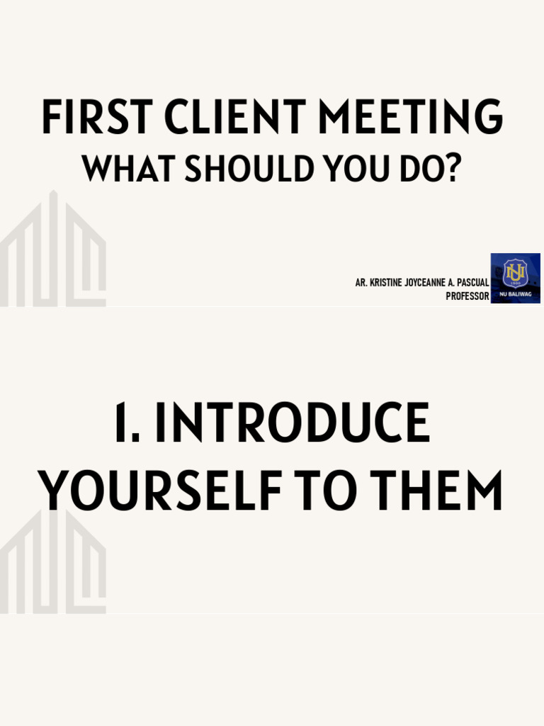 Topic 9. First Client Meeting | PDF