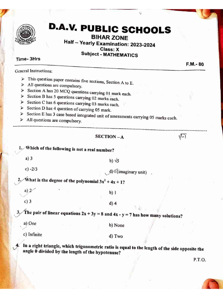 Revision Paper 1 (Maths) | PDF