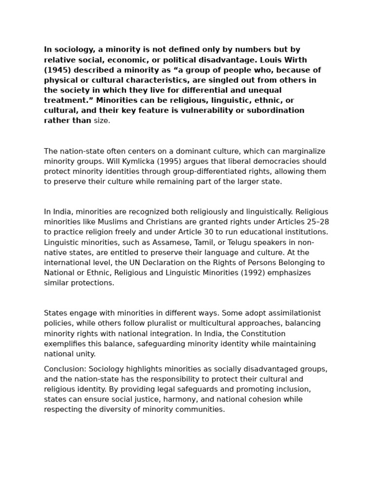 Sociology Minority N Minority | PDF | Minority Group | Justice
