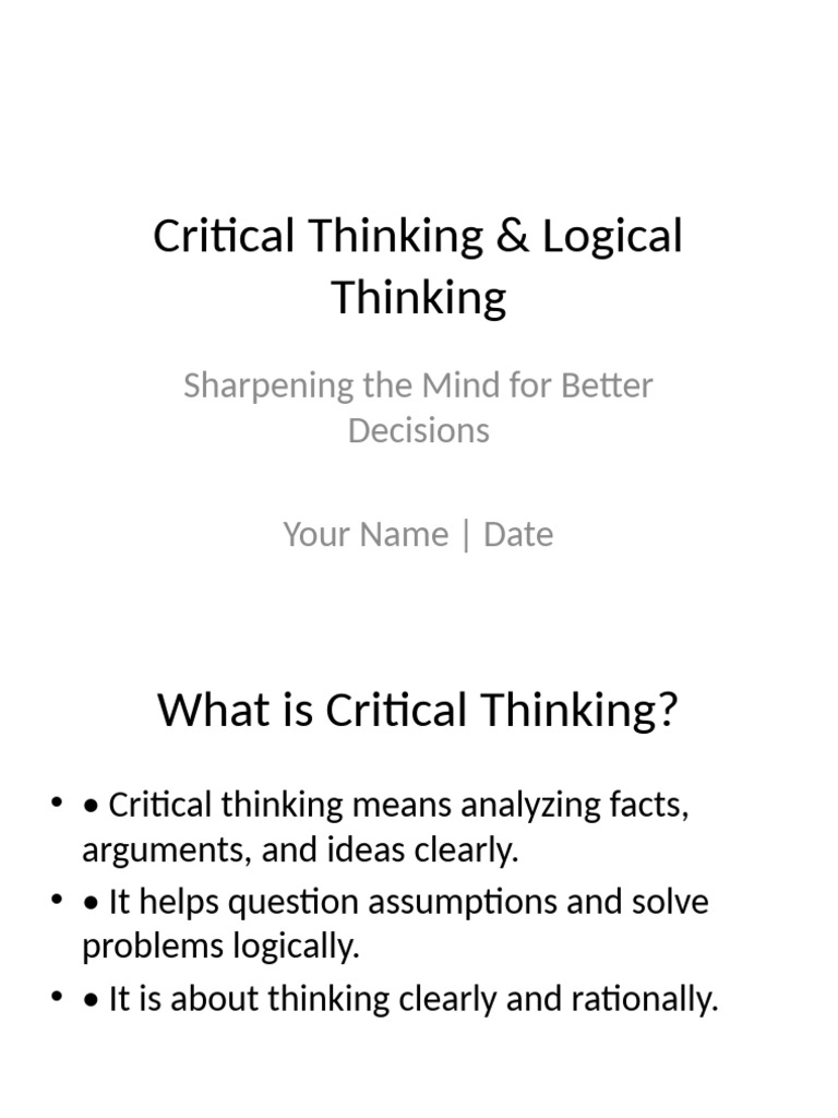 Critical Thinking Presentation | PDF