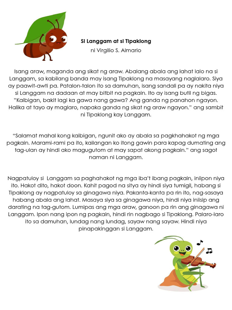 Si Langgam at Si Tipaklong - 20250930 - 224110 - 0000 | PDF