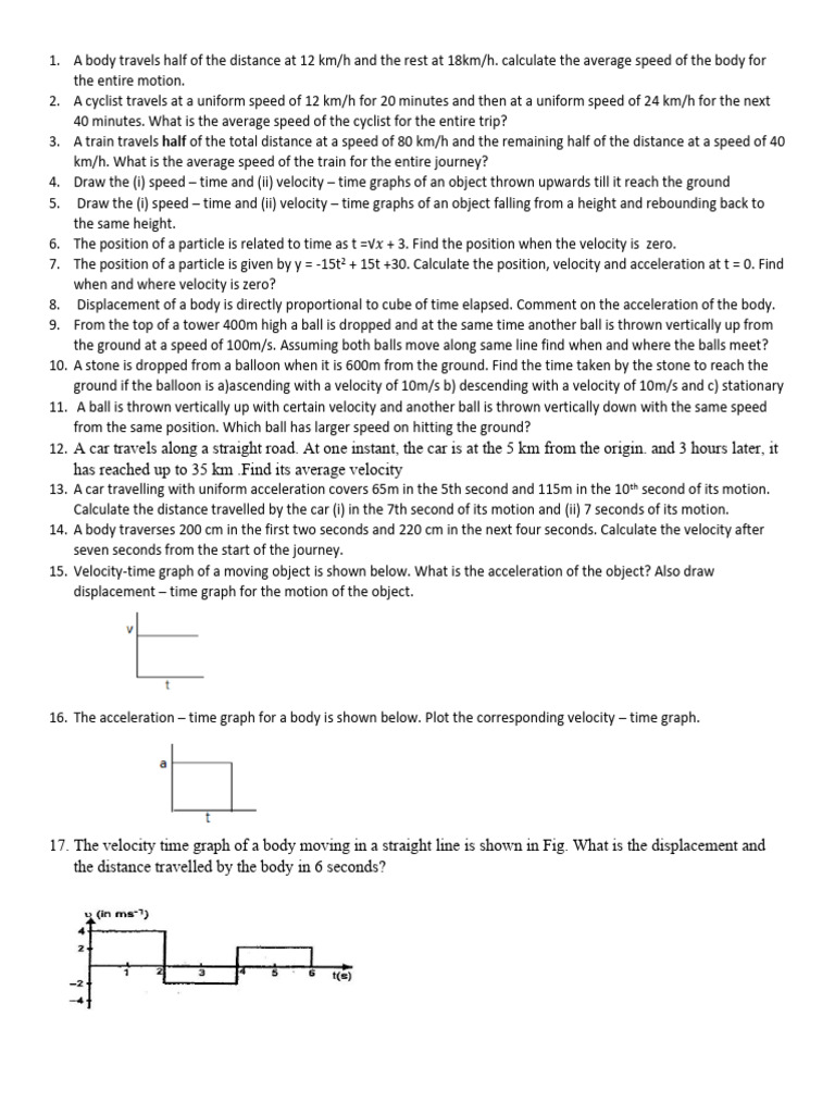 Revision Kinematics 24-25 Nov QP | PDF | Acceleration | Speed