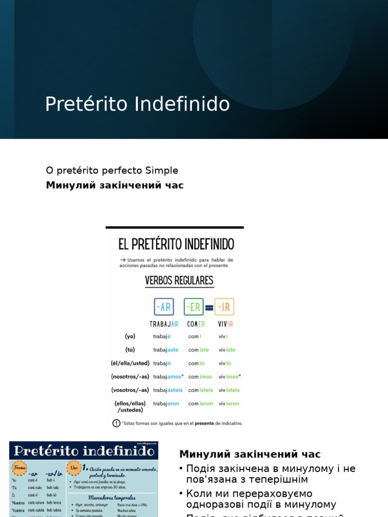 Pretérito Indefinito Con Ejercicios | PDF