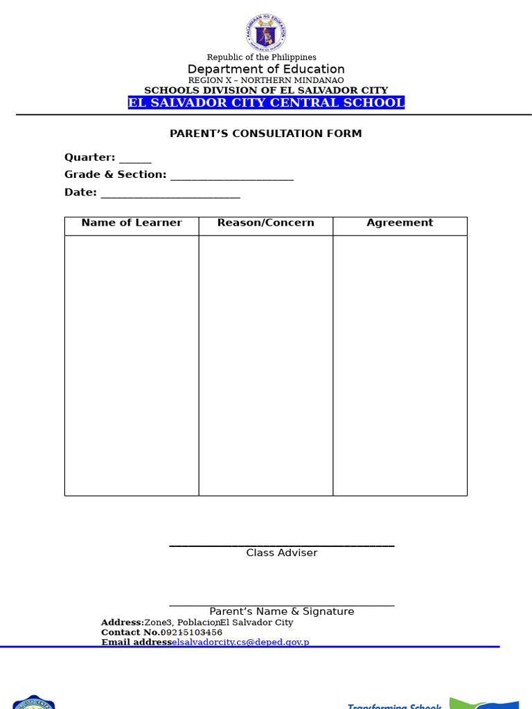 Parents Consultation Form | PDF