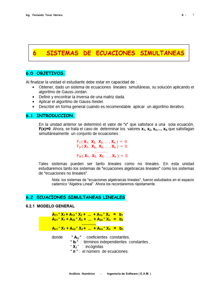 6 Ecuacions Simultaneas | PDF | Sistema de ecuaciones lineales | Ecuaciones
