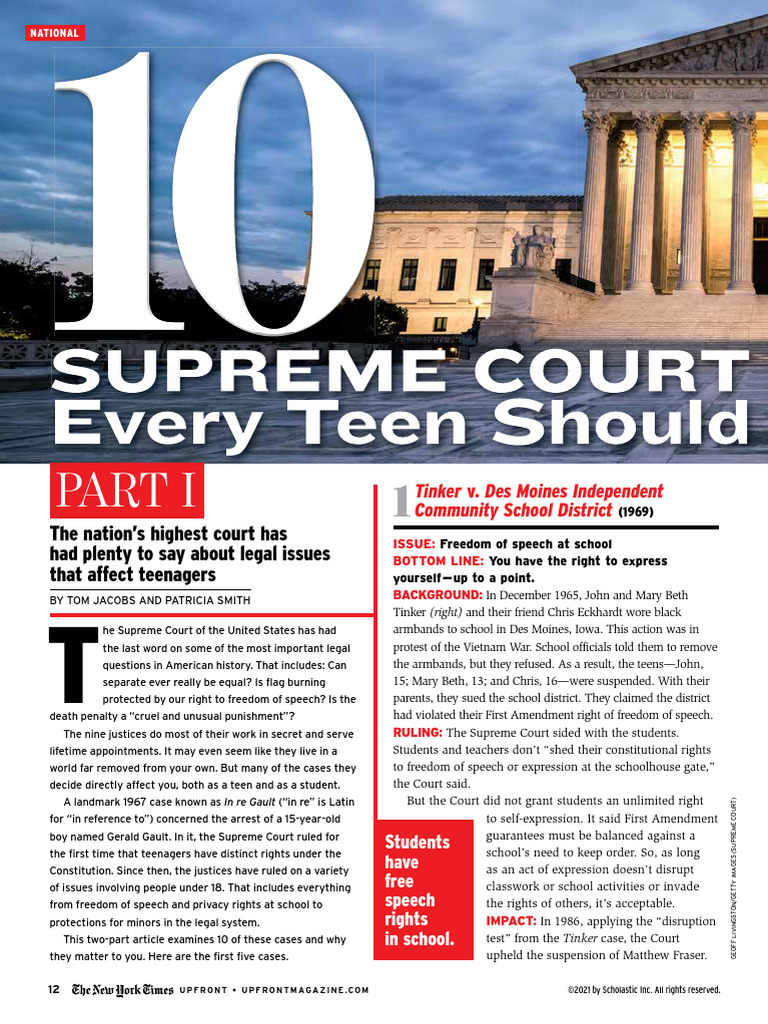 Reading: Supreme Court: Cases Every Teen Should Know | PDF | United ...