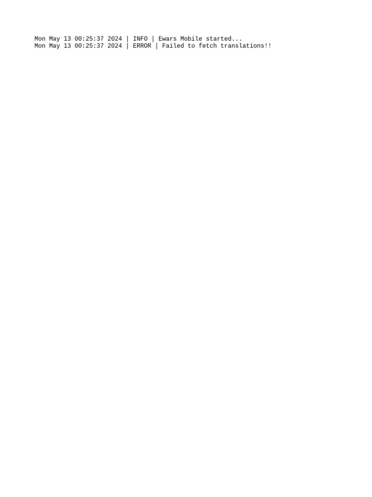 Ewars Mobile Error Log Analysis | PDF