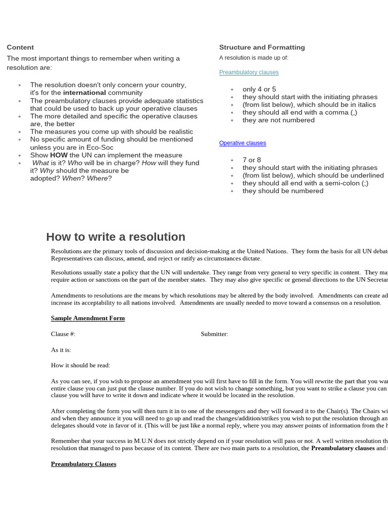 Writing Effective UN Resolutions | PDF | Clause | United Nations