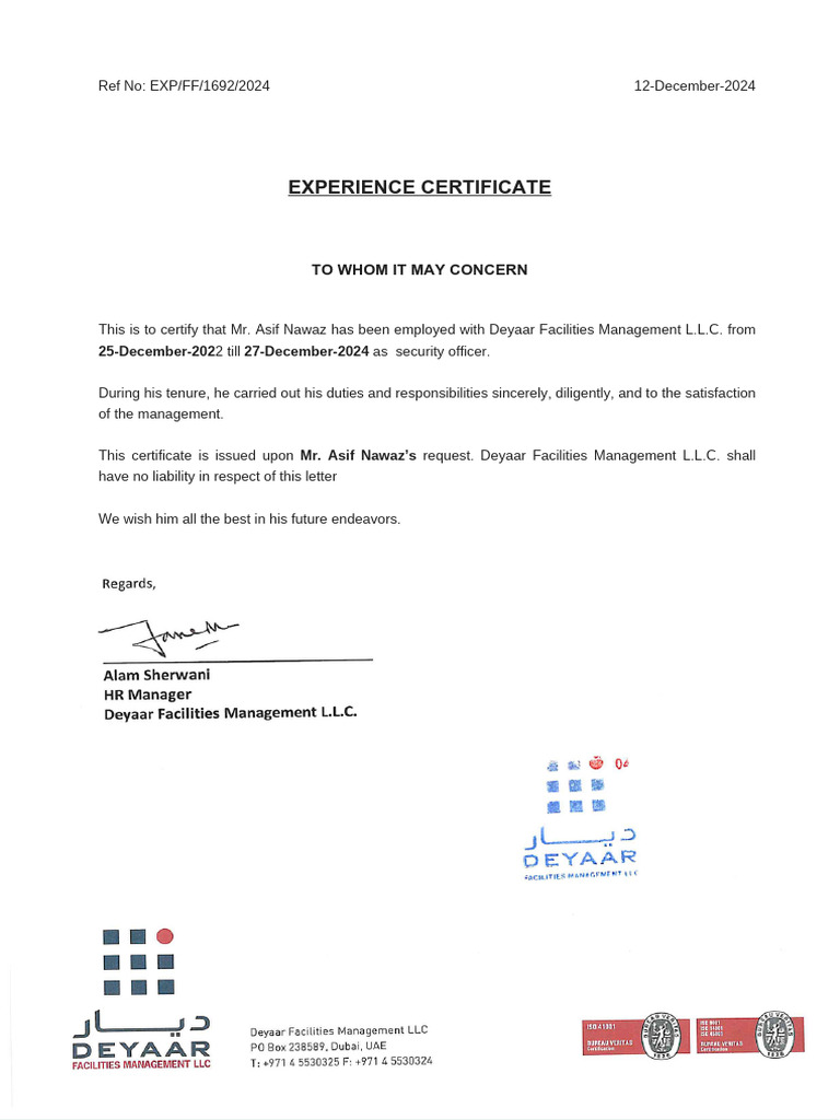 Experience Certificate3 | PDF