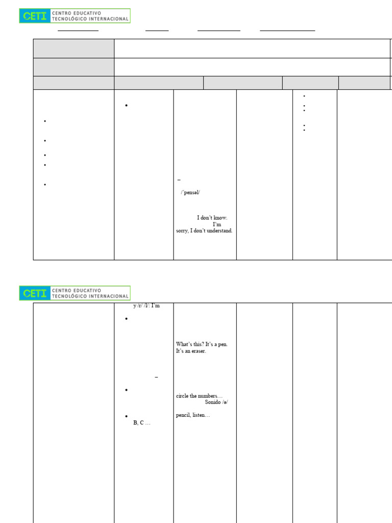 Formato Plan Anual Primaria CETI Ingles 4th | PDF | Gramática | Lingüística