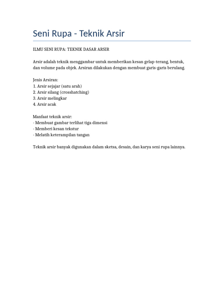 Seni Rupa - Teknik Arsir | PDF