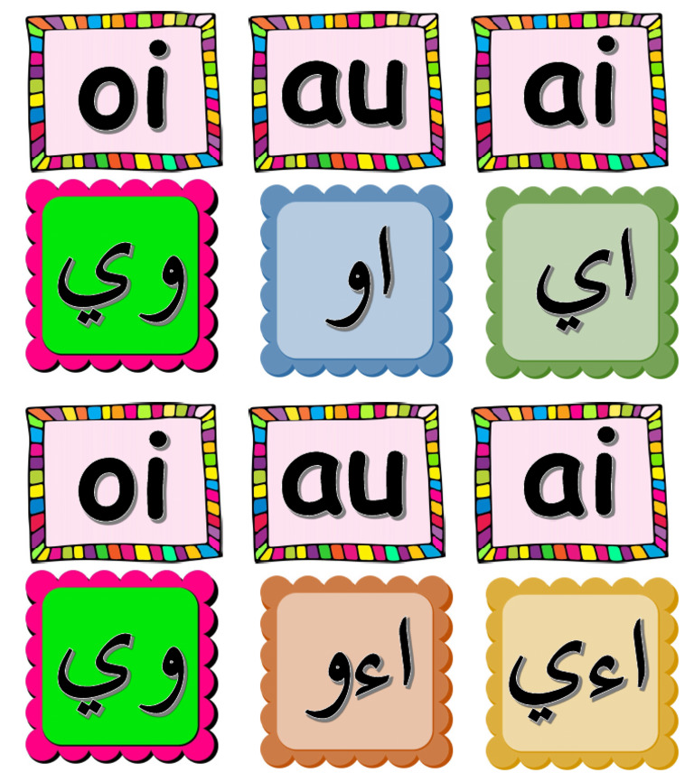 Nota Jawi t2 - Diftong Flash Card A4 | PDF