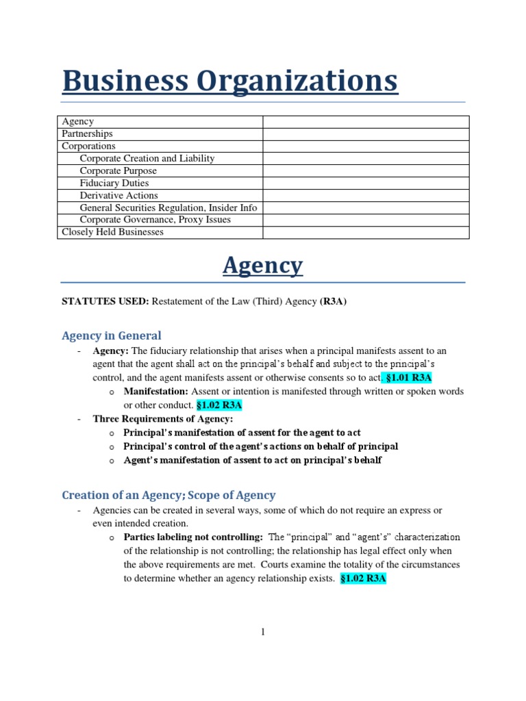 BO Outline | Download Free PDF | Sec Rule 10b 5 | Law Of Agency