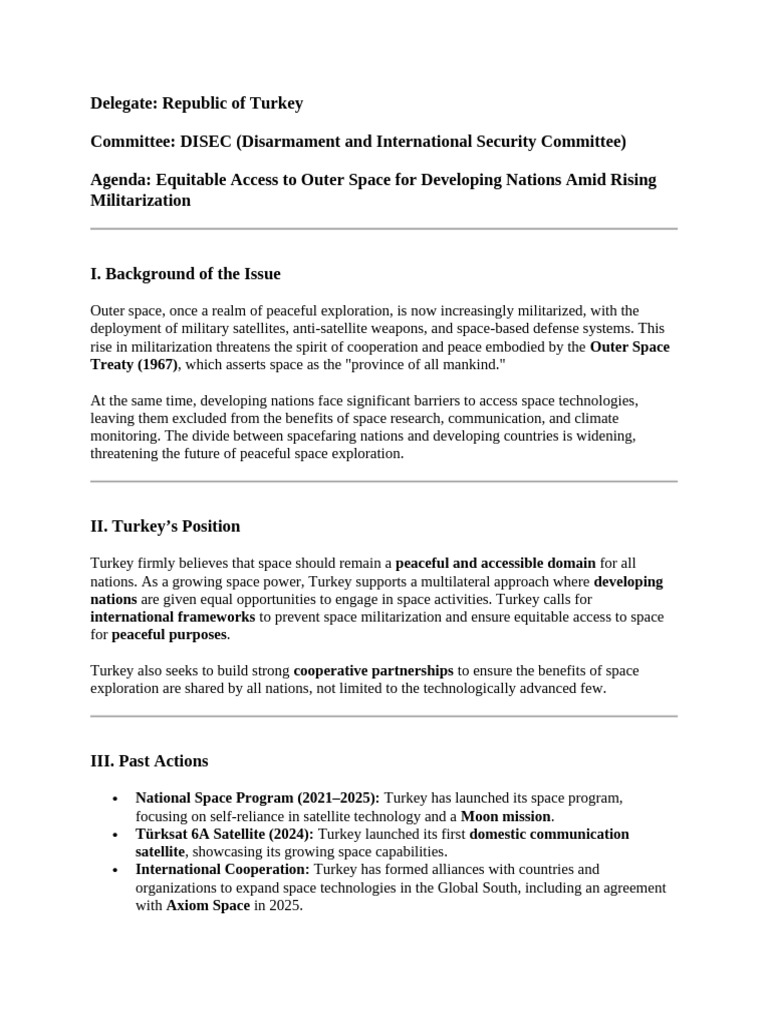 Delegate Position Paper | PDF | International Relations | Global Politics