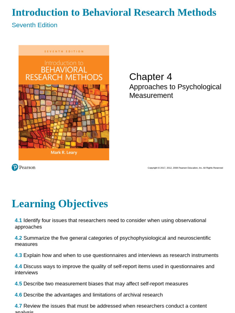 Approaches To Psychological Measurement. (MRL) | PDF | Self Report ...