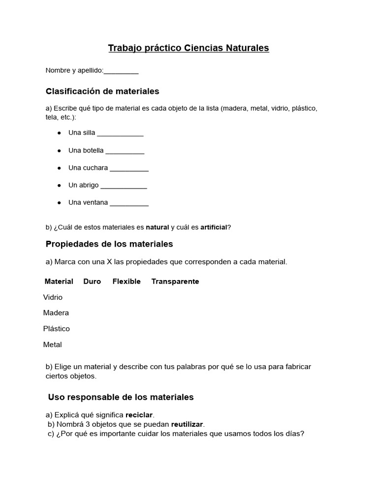 Trabajo Pr-Ctico Ciencias Naturales 6to | PDF
