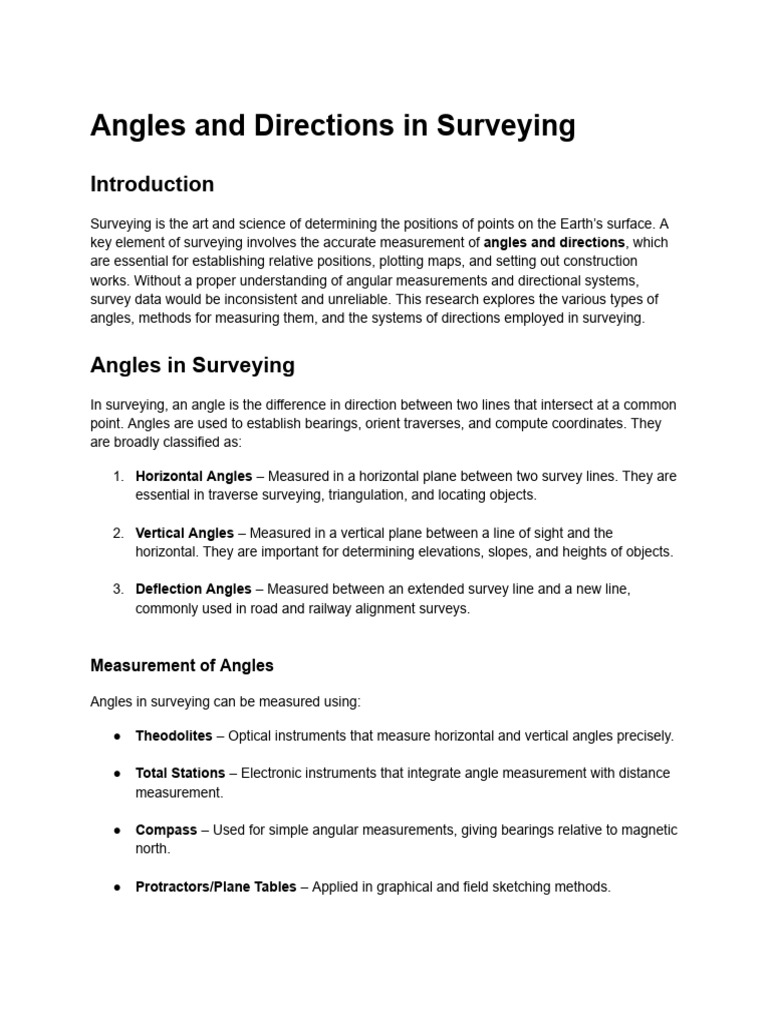 Measuring Angles in Surveying | PDF | Surveying | Geographical Technology