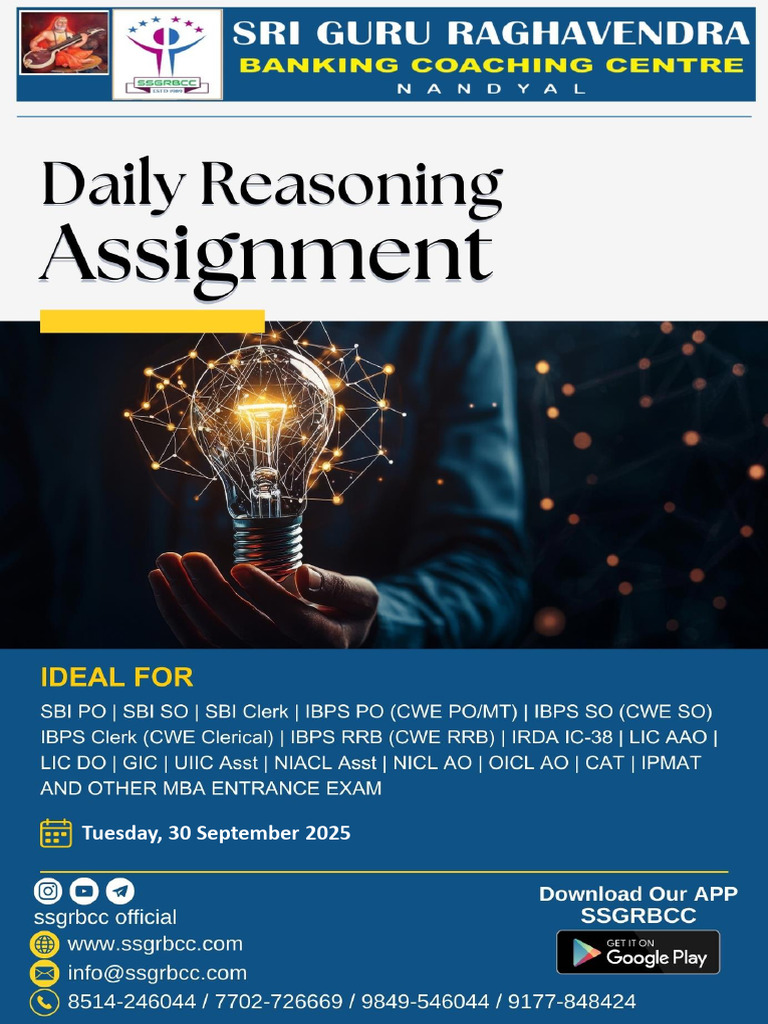 30 Sep 25 Sri Guru Raghavendra Banking Coaching Centre Daily Reasoning ...