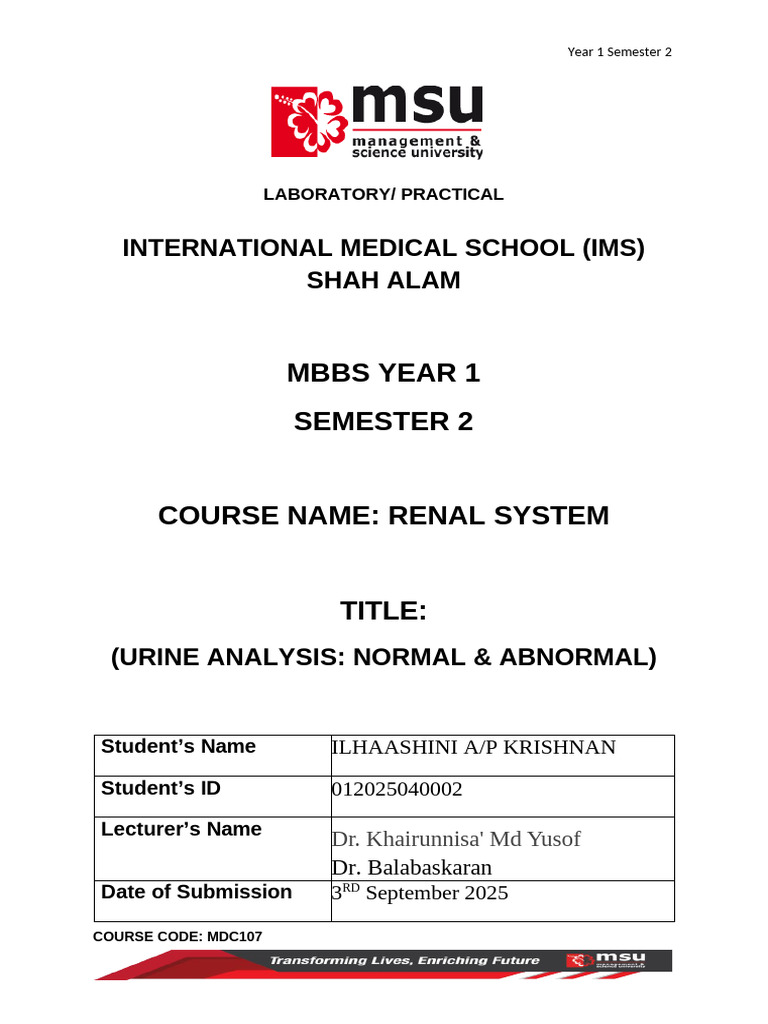 Urine Analysis: Normal vs Abnormal Findings | PDF | Urine | Medical ...