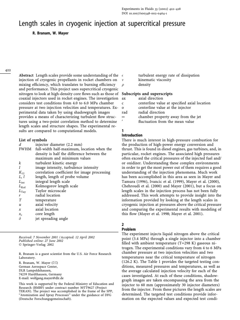 2002 - Branam - Length Scales in Cryogenic Injection at Supercritical ...