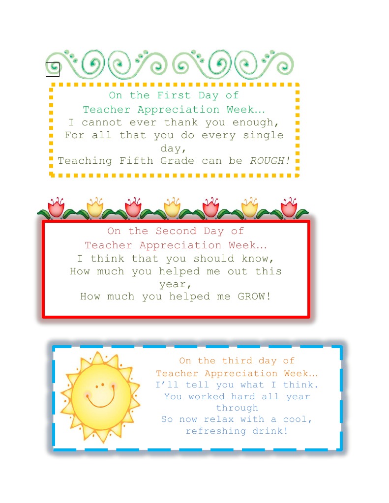 Teacher Appreciation Notes | PDF