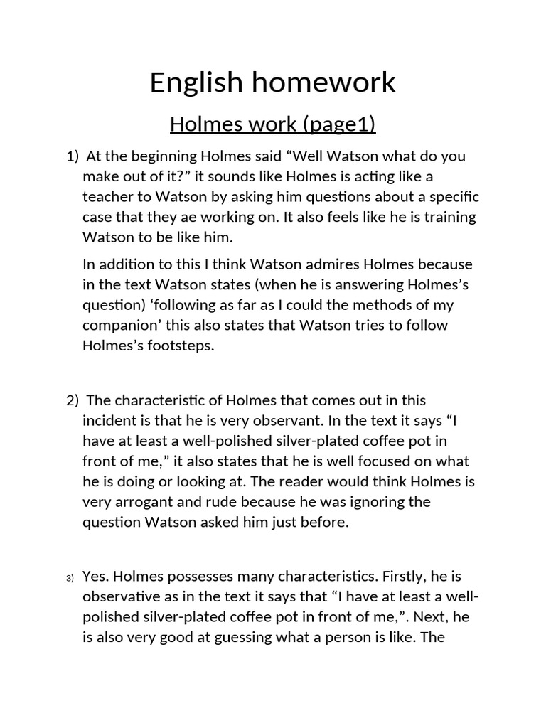 English Homework | PDF