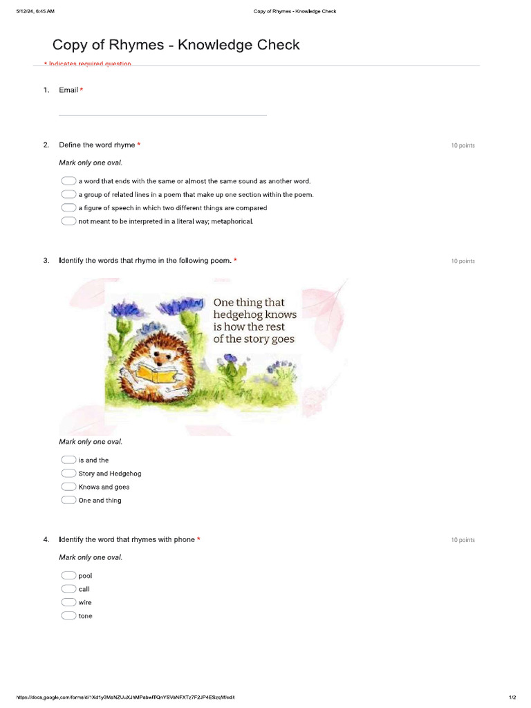 Ali Kadem - Exit Ticket - Knowledge Check Rhyme | PDF