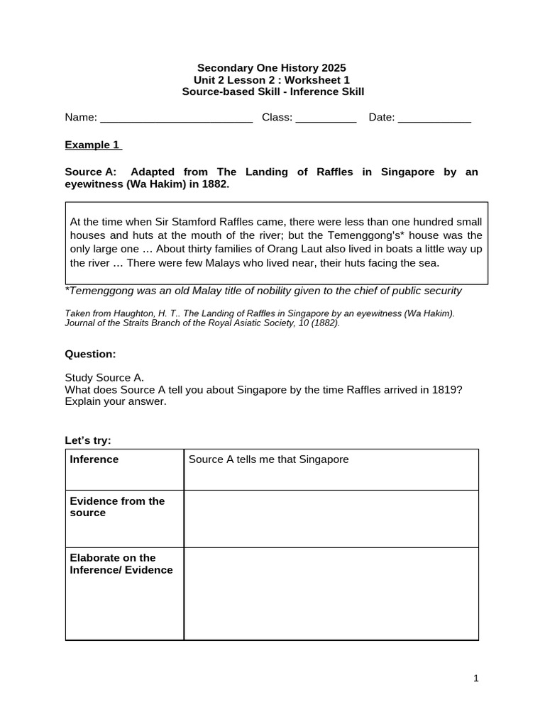 Unit 2 Lesson 2 Inference Skill | PDF | Singapore | World Politics