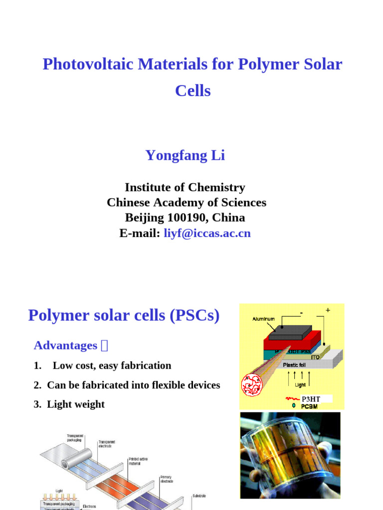 Polymer Solar Cells: Materials & Efficiency | PDF | Energy Technology ...