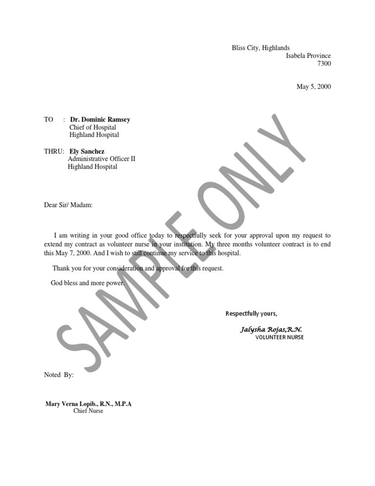 Sample Letter To Extend Nurse Contract | PDF