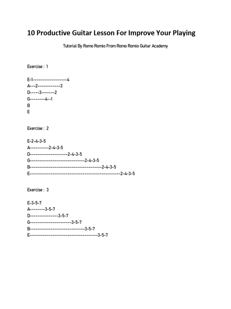 Romo Romio's Guitar Lesson Exercises | PDF