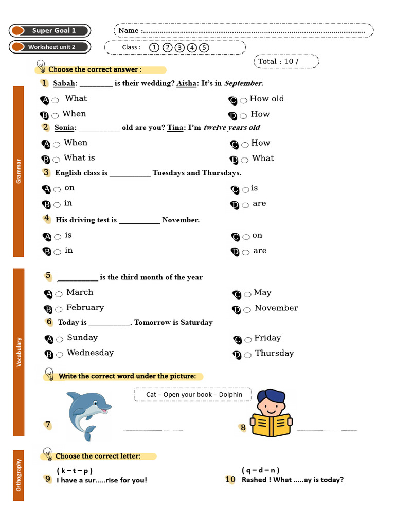 Super Goal 1 Class 1 Worksheet | PDF