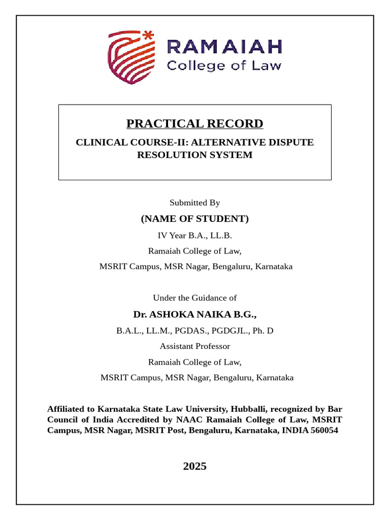 Practical Record - Ba LLB | PDF