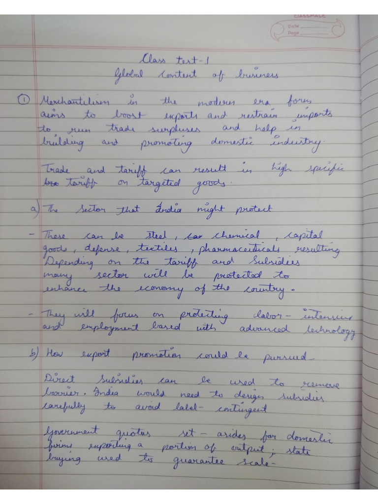 Global Context of Business Test | PDF