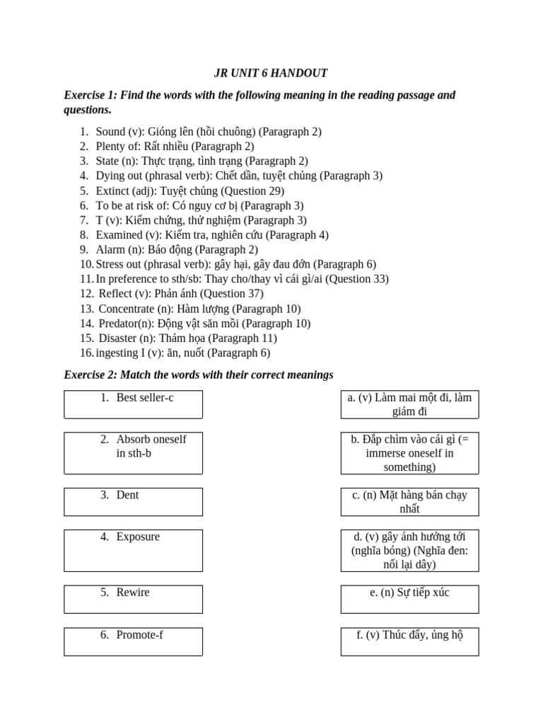 JR Unit 6 Handout | PDF