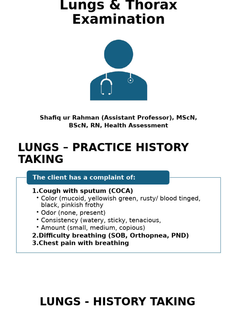 Lungs and Thorax Examination Guide | PDF | Thorax | Lung
