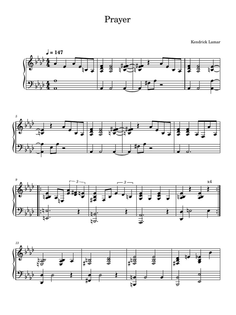 Kendrick Lamar's Prayer Sheet Music | PDF