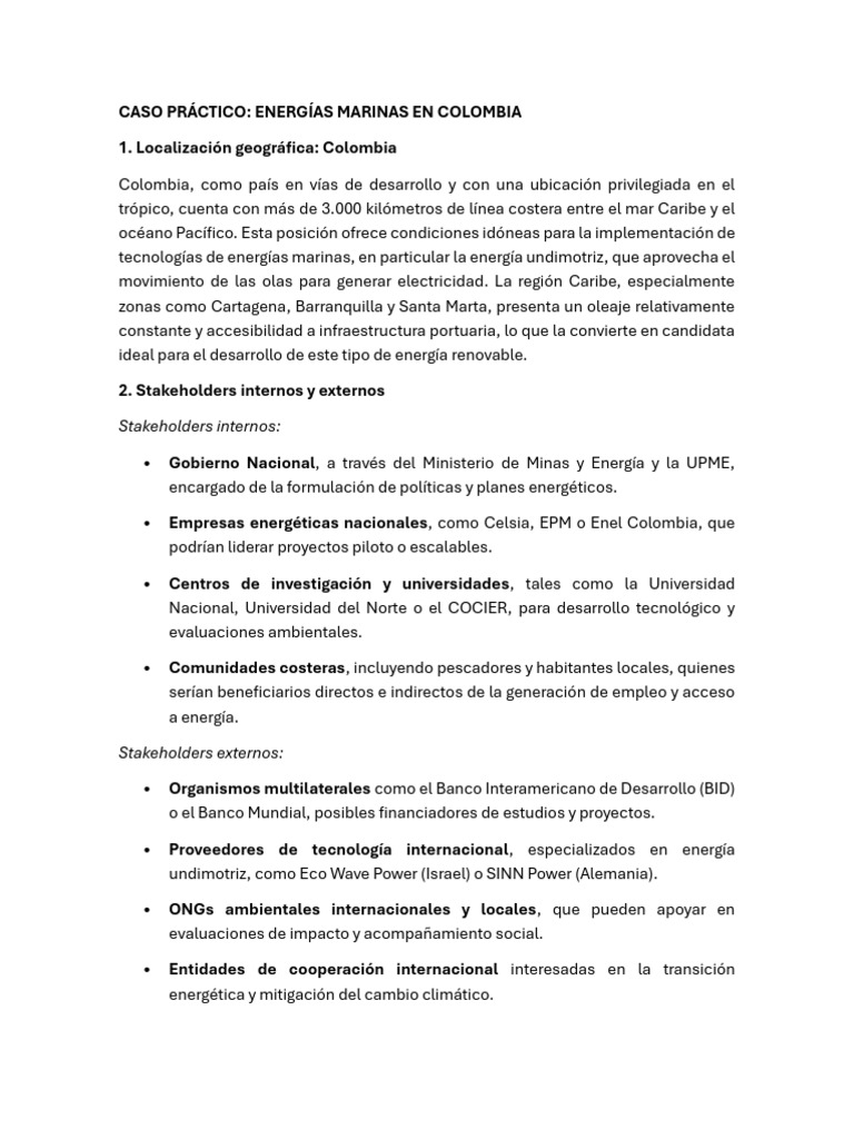 Energía Undimotriz en Colombia: Potencial y ODS | PDF | Energía ...