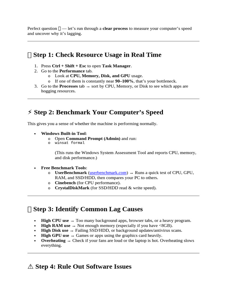 Diagnose Computer Lag: Step-by-Step Guide | PDF