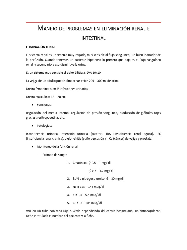 Manejo Probl Eliminacion | PDF | Riñón | Heces