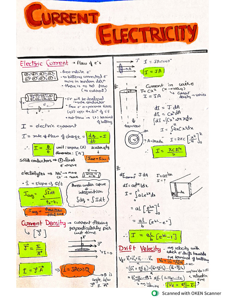 Current Electricity-Short Notes | PDF