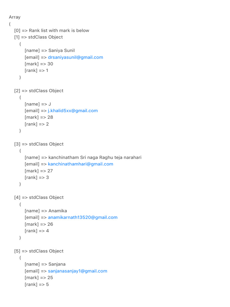 Student Rank List with Marks | PDF