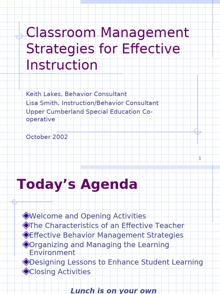 Classroom Management Strategies For Effective Instruction | PDF ...