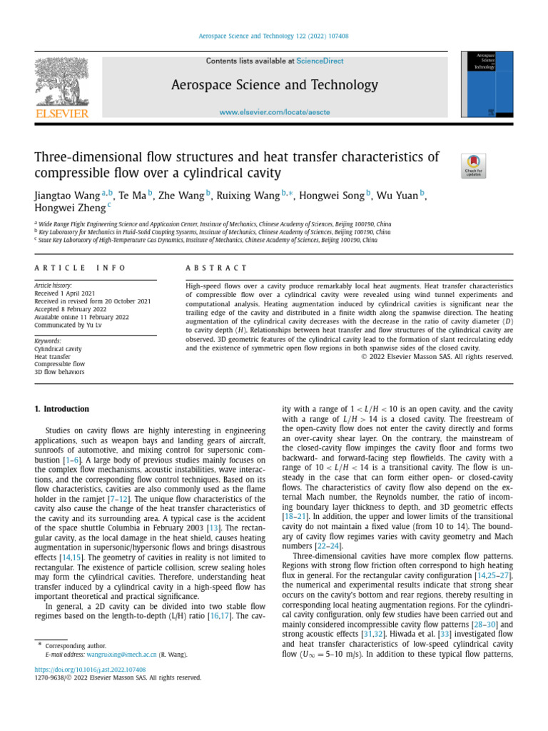 Three-Dimensional Flow Structures and Heat Transfer Characteristics of ...