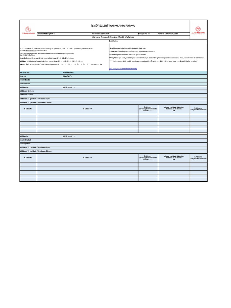 Is Surecleri Tanimlama Formuxlsx | PDF