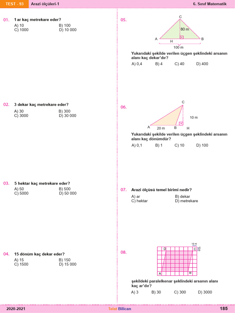 b5 Test 93 Arazi Olculeri 1 | PDF