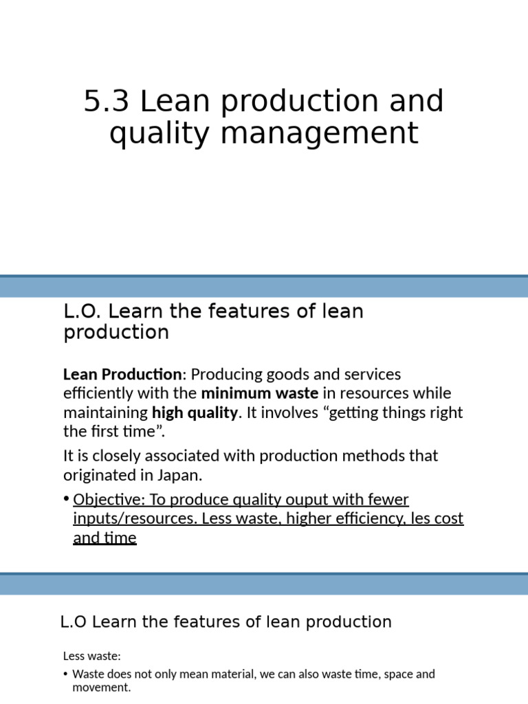 5.3 Lean Production | PDF | Lean Manufacturing | Quality Assurance